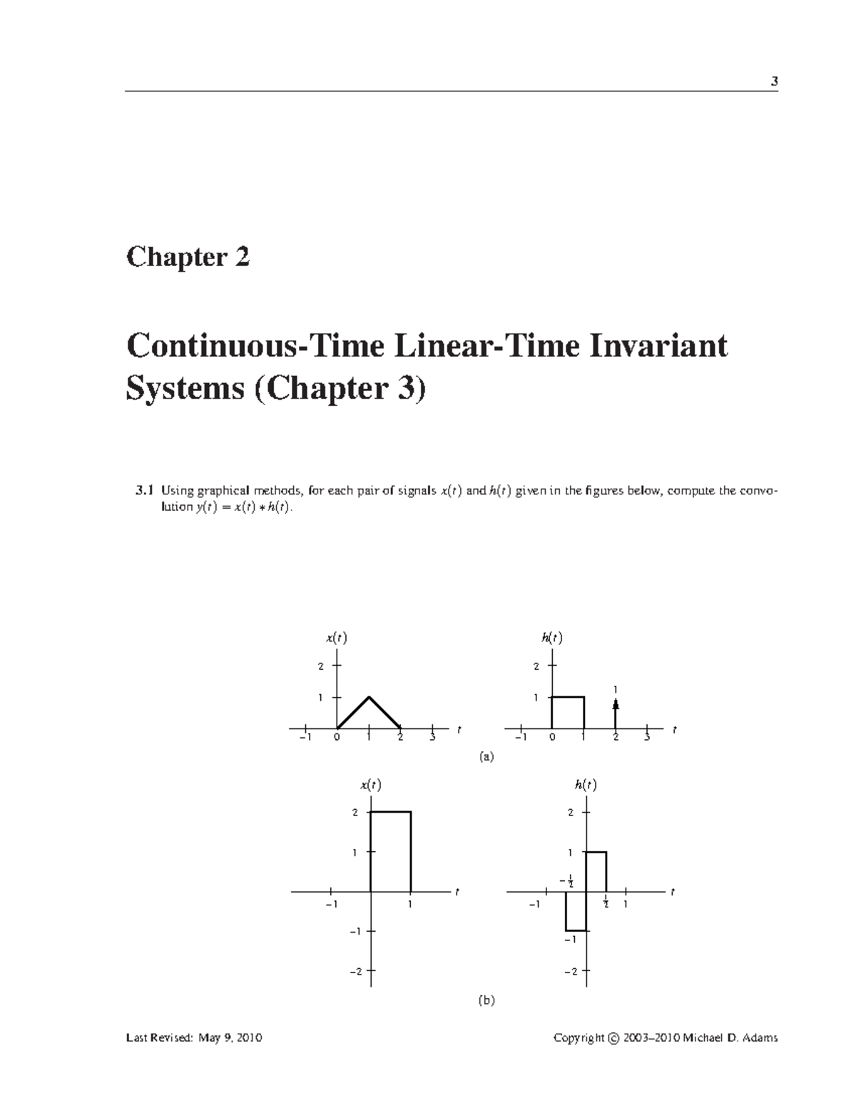 Continuous - Time Signals and Systems - Assignments - asgn3a soln - 3 Chapter 2 Continuous-Time ...