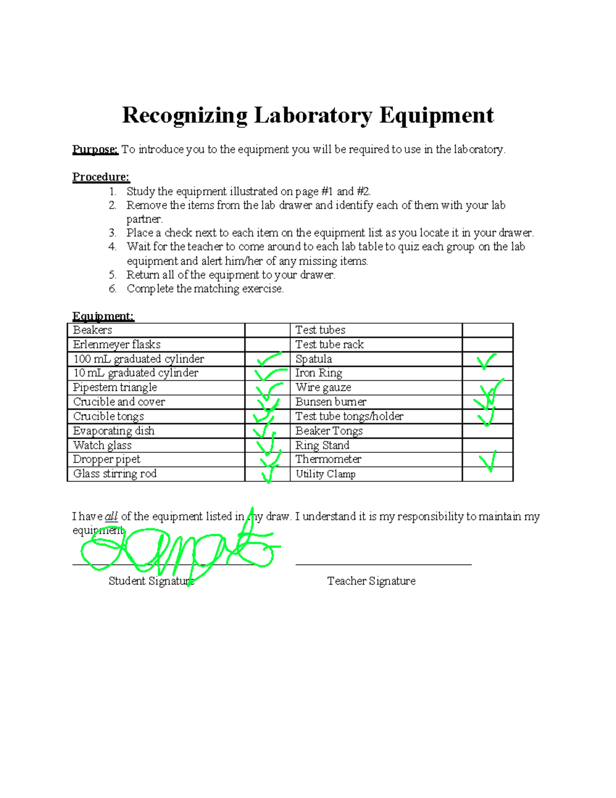 Lab: Lab Equipment - Experiment 2 Recognizing Laboratory Equipment ...