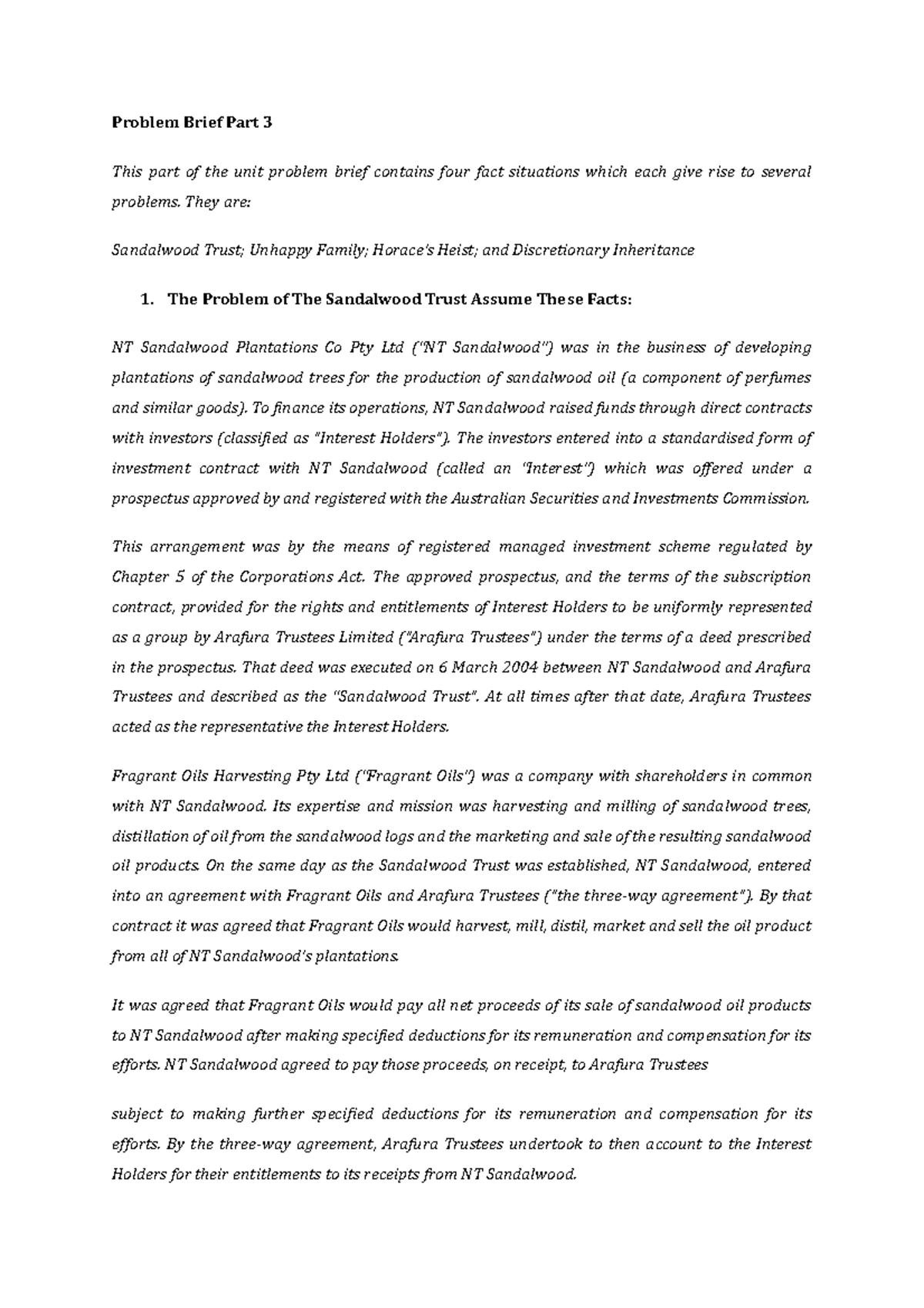 Problem Brief 3 part 1 - questions and answers - Problem Brief Part 3 ...