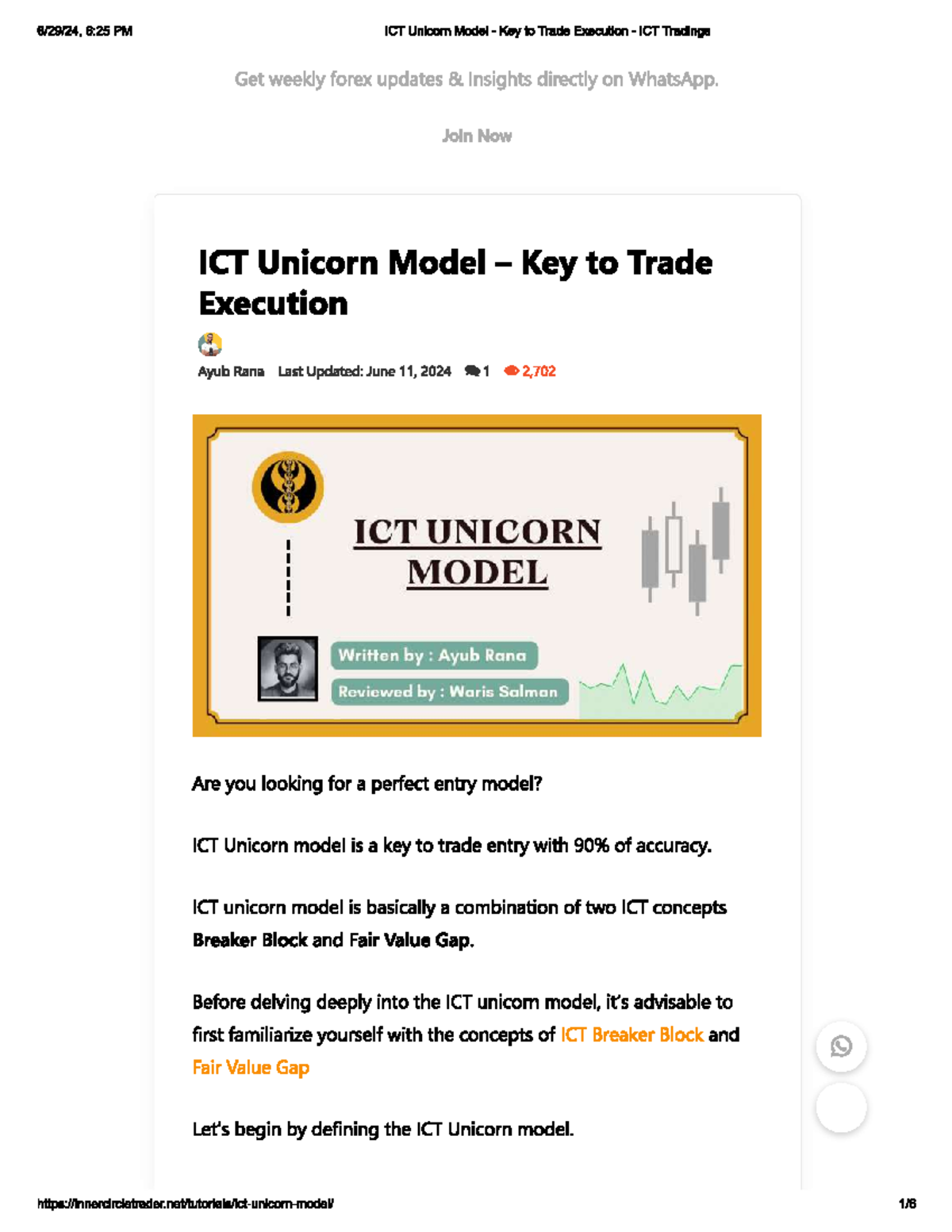Unicorn model - Join Now ICT Unicorn Model Key to Trade Execution Ayub ...