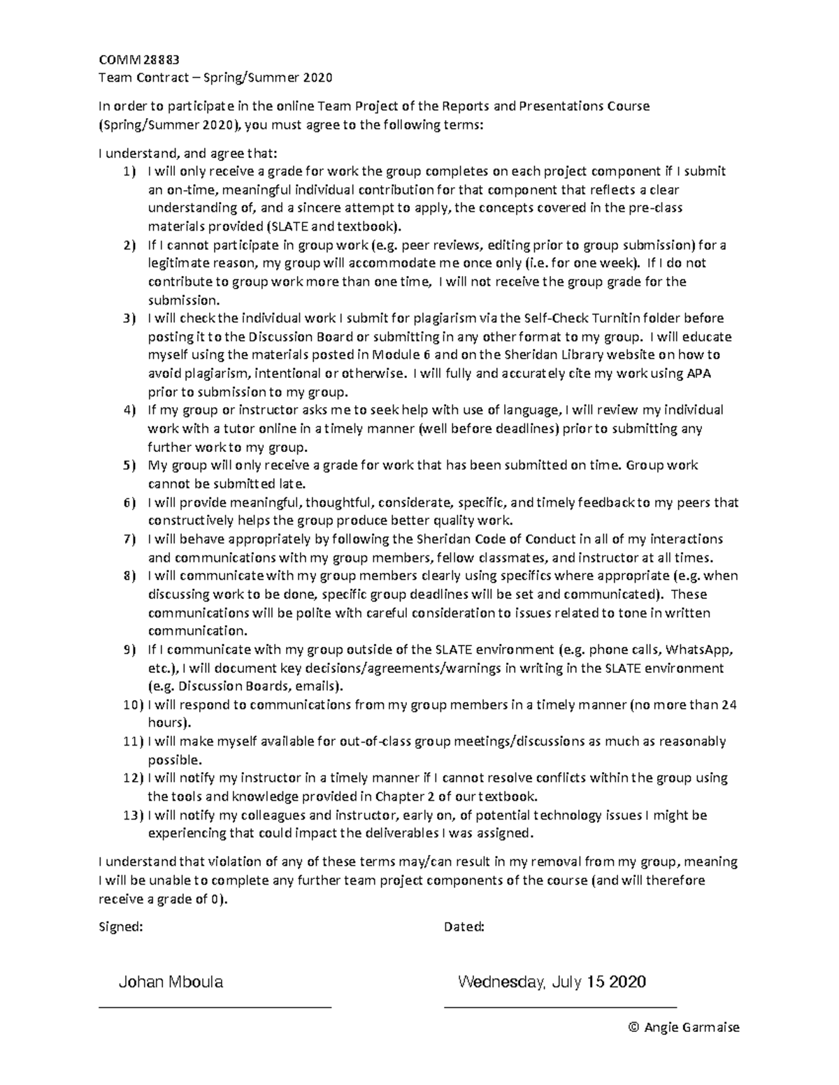 RAP Team Project - Team Contract - Spring-Summer 2020 - © Angie ...