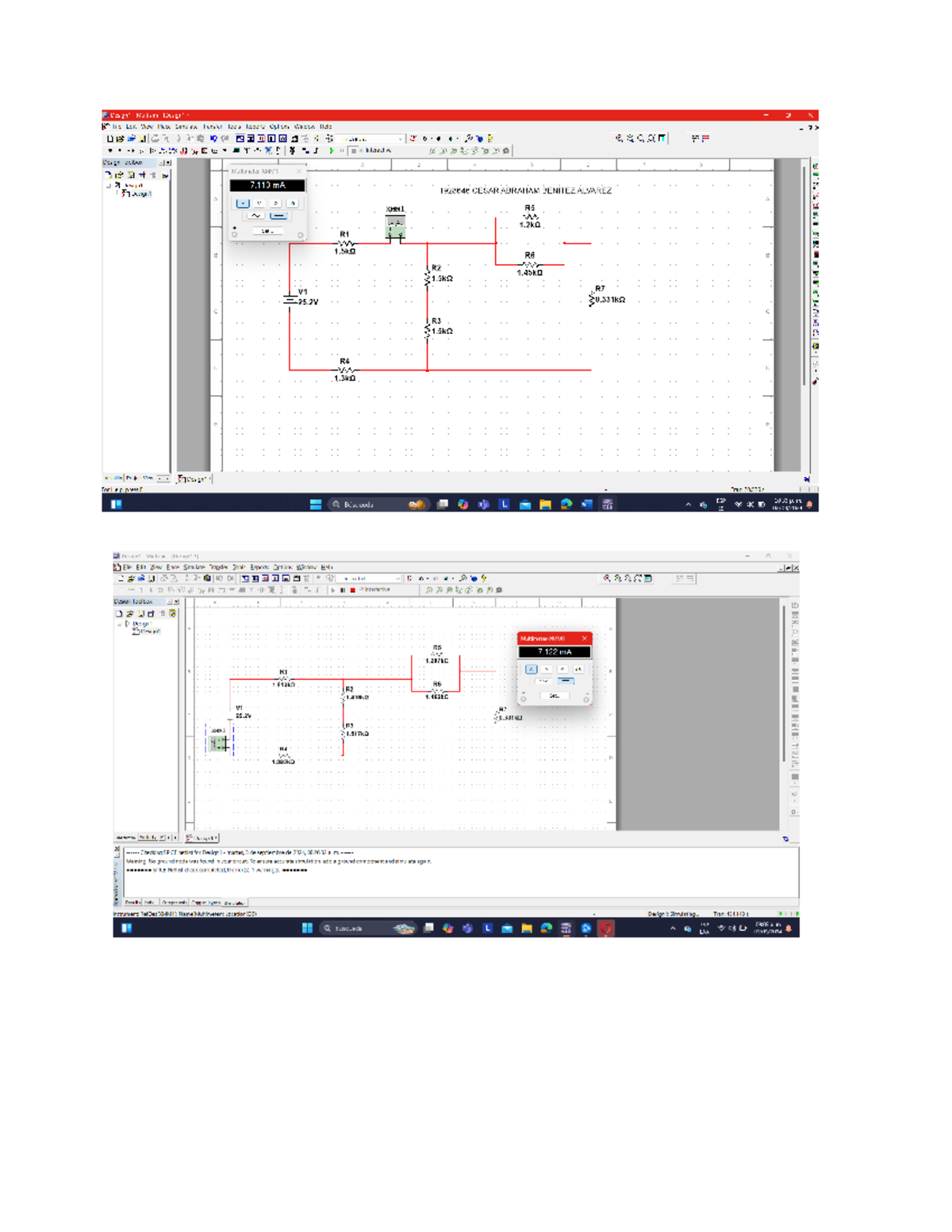 Resistencias - lflkfdkfkf - Design1 Multisim 5 File Edit View Place Simulate Transfer Tools ...