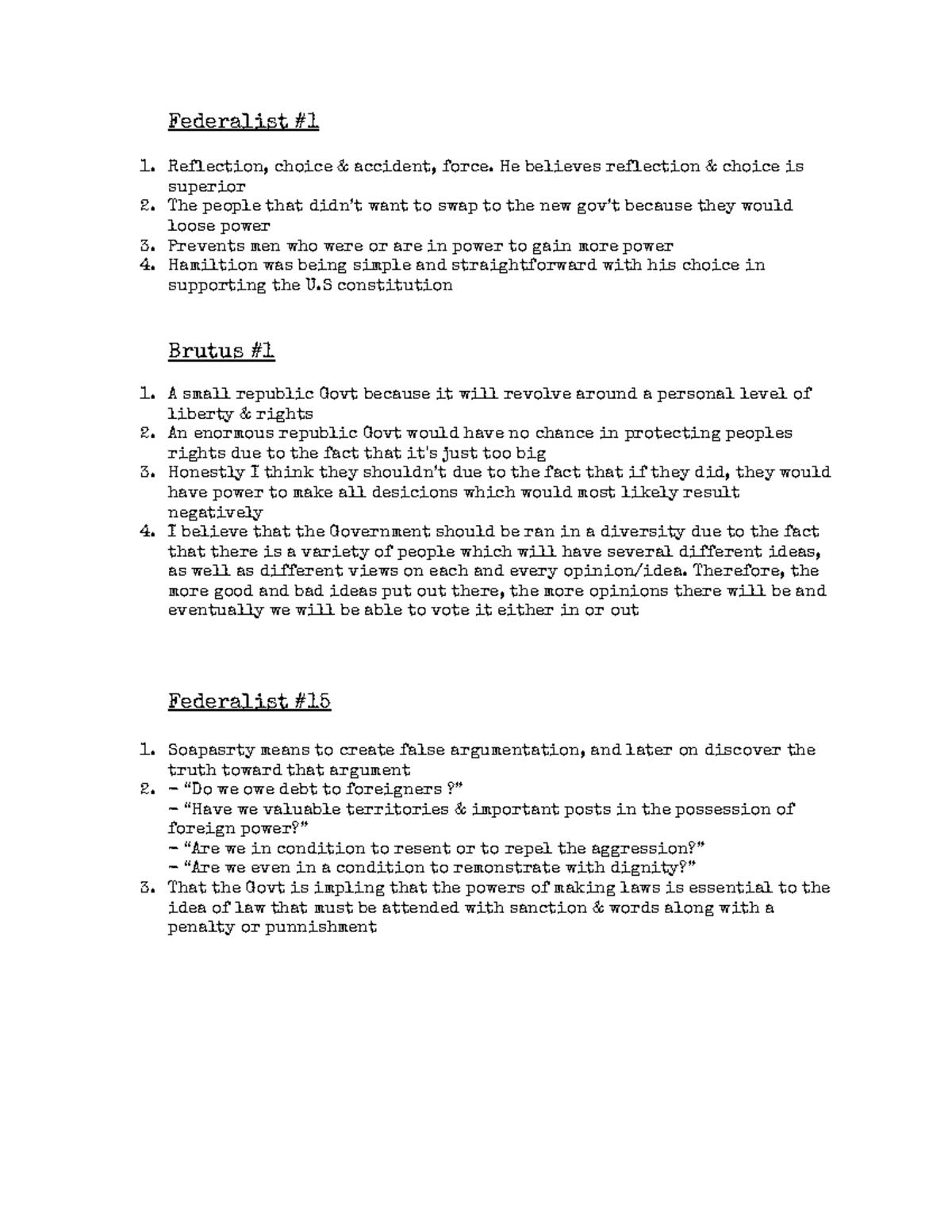 Federalist Papers Assignment - Federalist Reflection, choice & accident ...