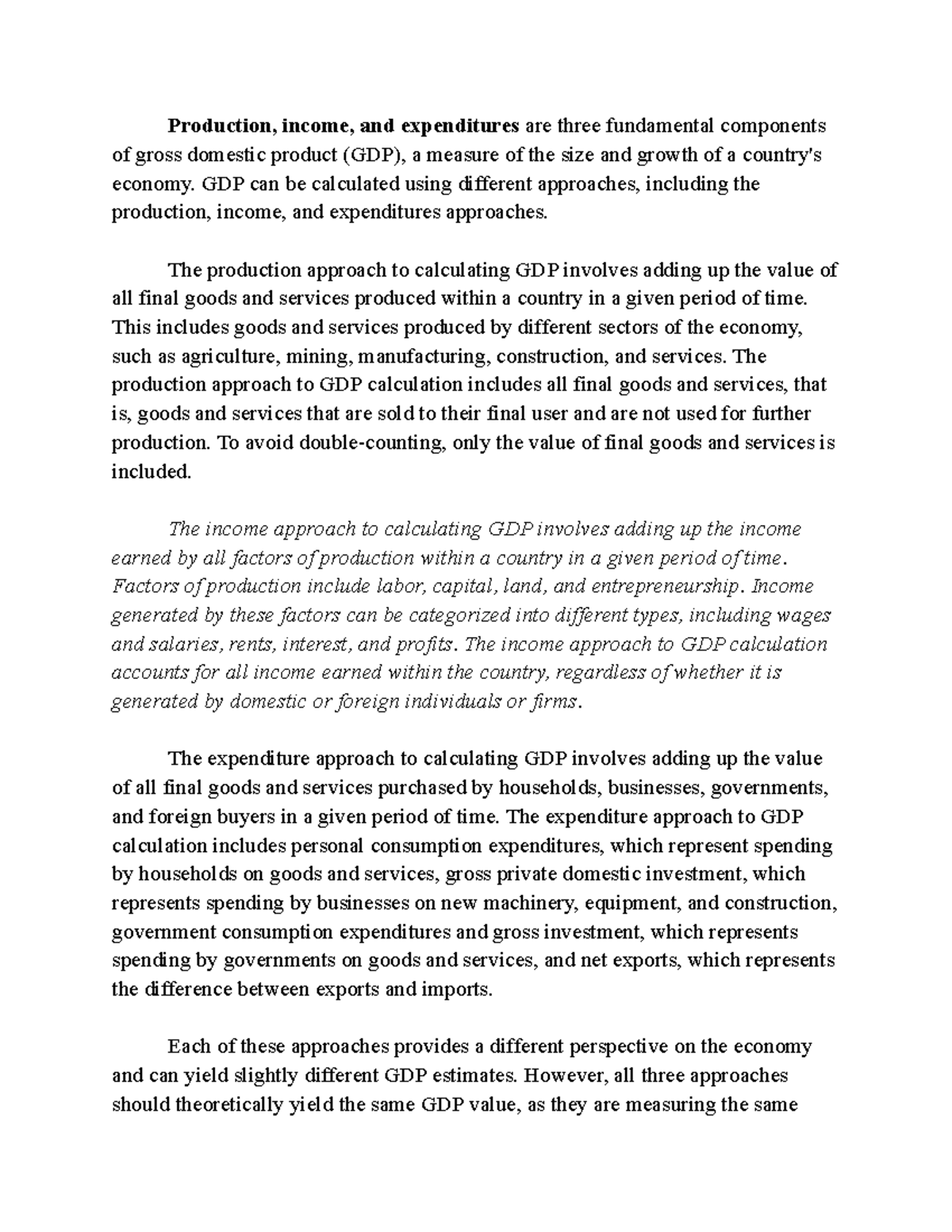 Macro. Production, income, and expenditures - Production, income, and ...