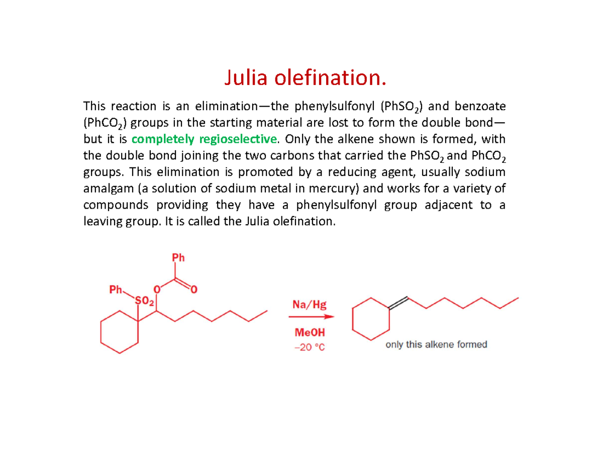 S2 PG Org Julia - This reaction is an elimination—the phenylsulfonyl ...