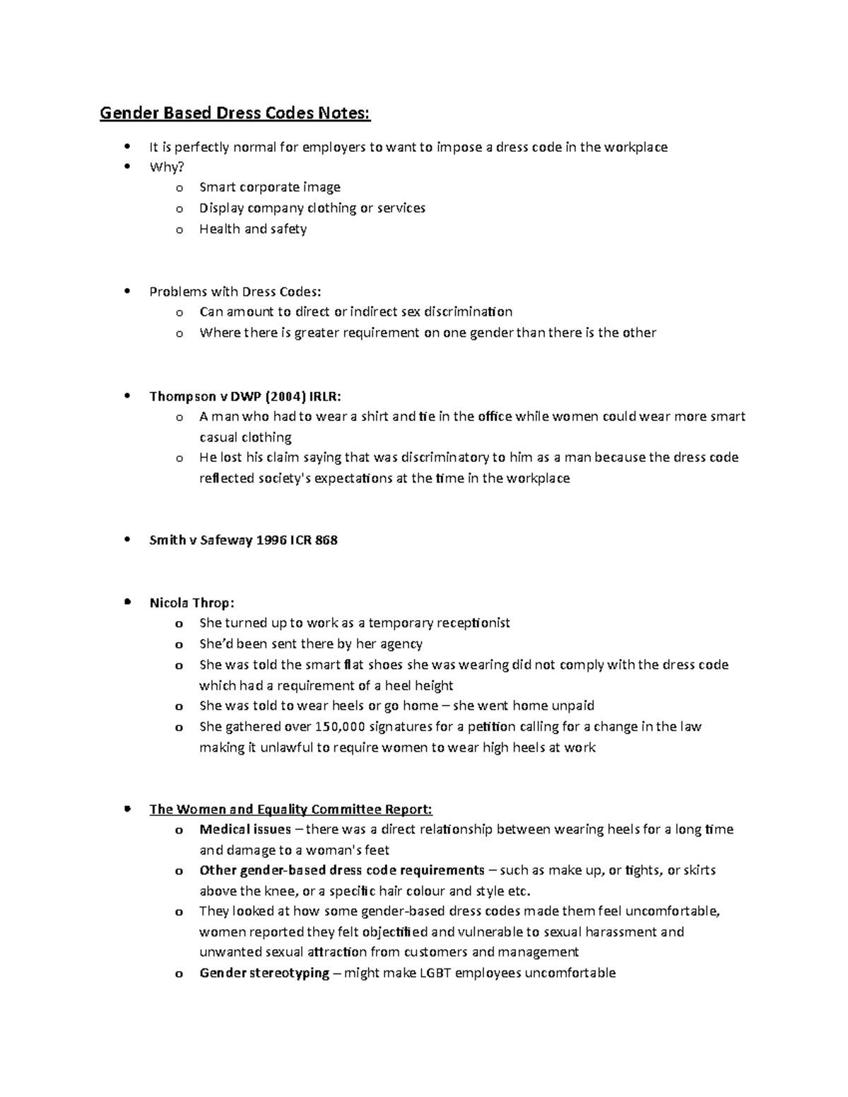 Gender Based Dress Codes Notes - o They looked at how some gender-based ...