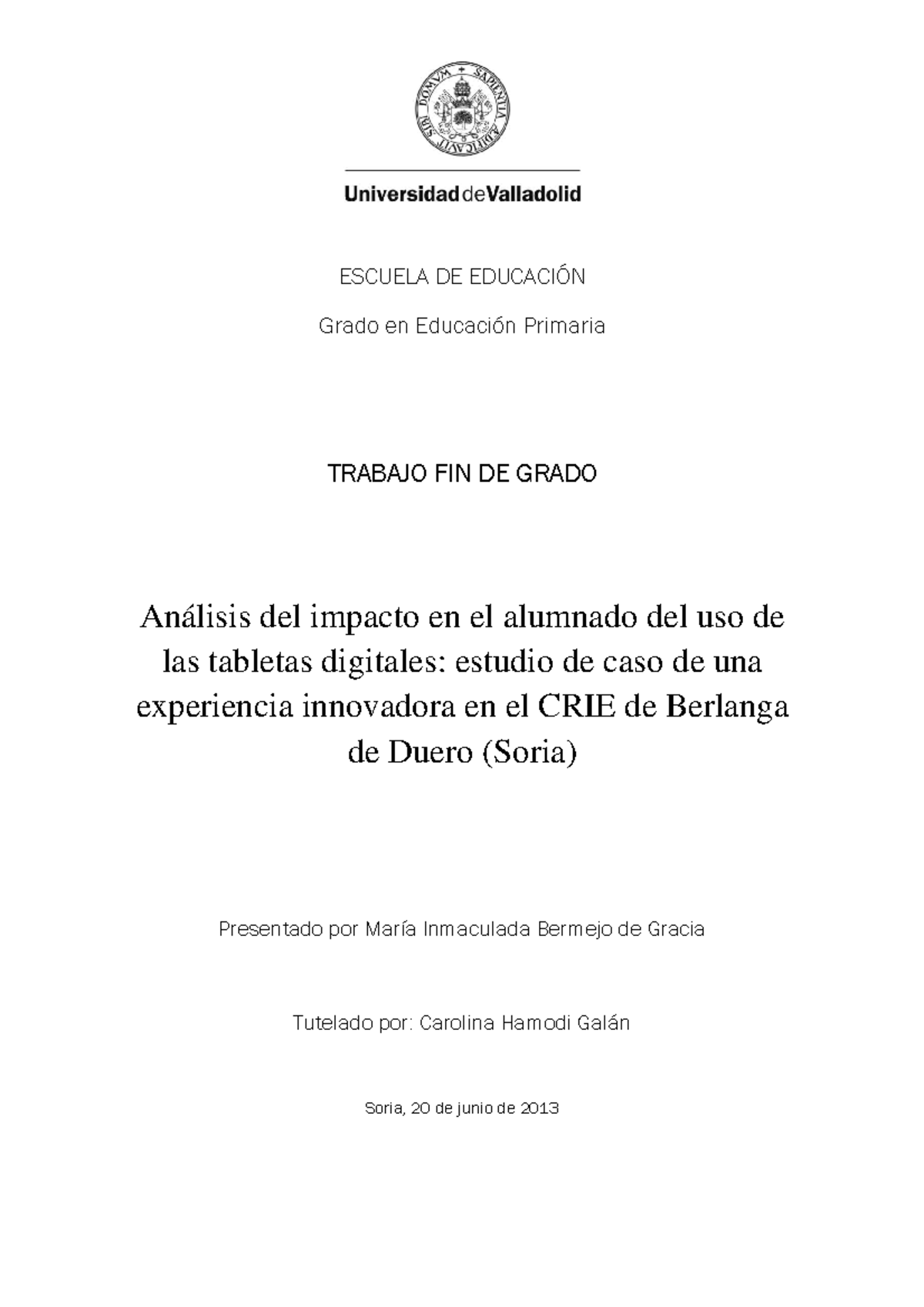TFG-O 101 - sfdsfd - ESCUELA DE EDUCACIÓN Grado en Educación Primaria ...