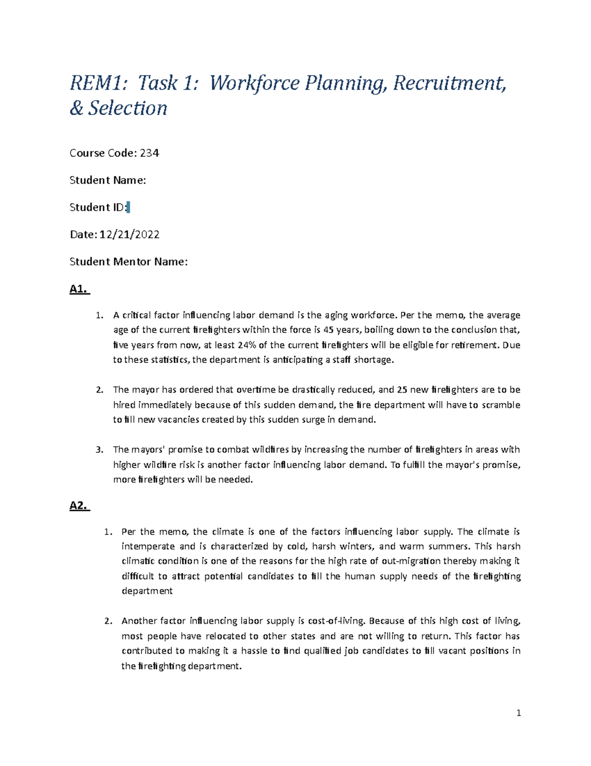 C234 Task 1 - C234 task 1 passed on the first attempt - REM1: Task 1 ...