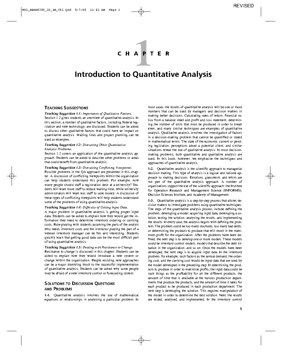 Chapter 1 - Introduction - 1 TEACHINGSUGGESTIONS Teaching Suggestion 1 ...