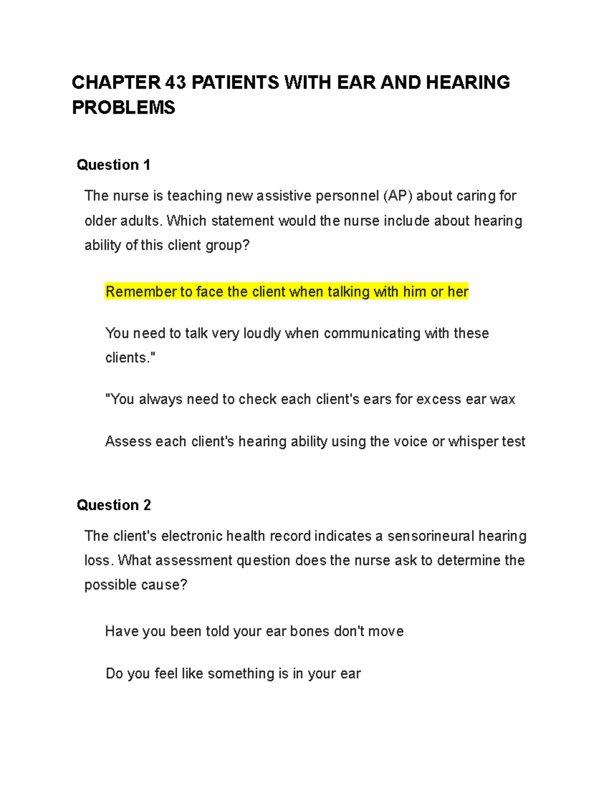 Chapter 43 Patients WITH EAR AND Hearing Problems - CHAPTER 43 PATIENTS ...