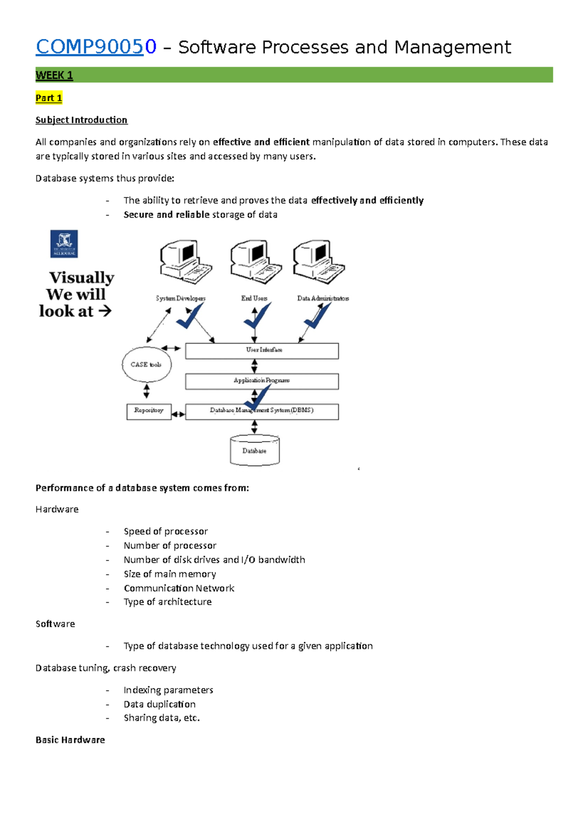 COMP90050 notes - Winter sem 2022 - COMP9005 0 – Software Processes and ...