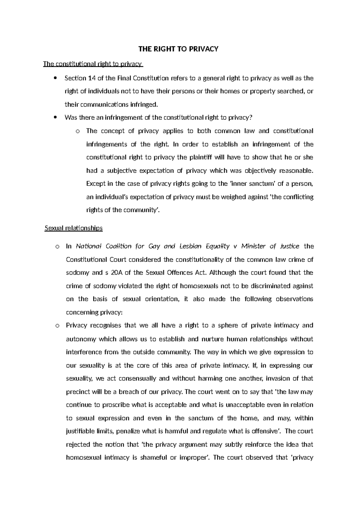 THE Right TO Privacy - HELPFUL - THE RIGHT TO PRIVACY The ...