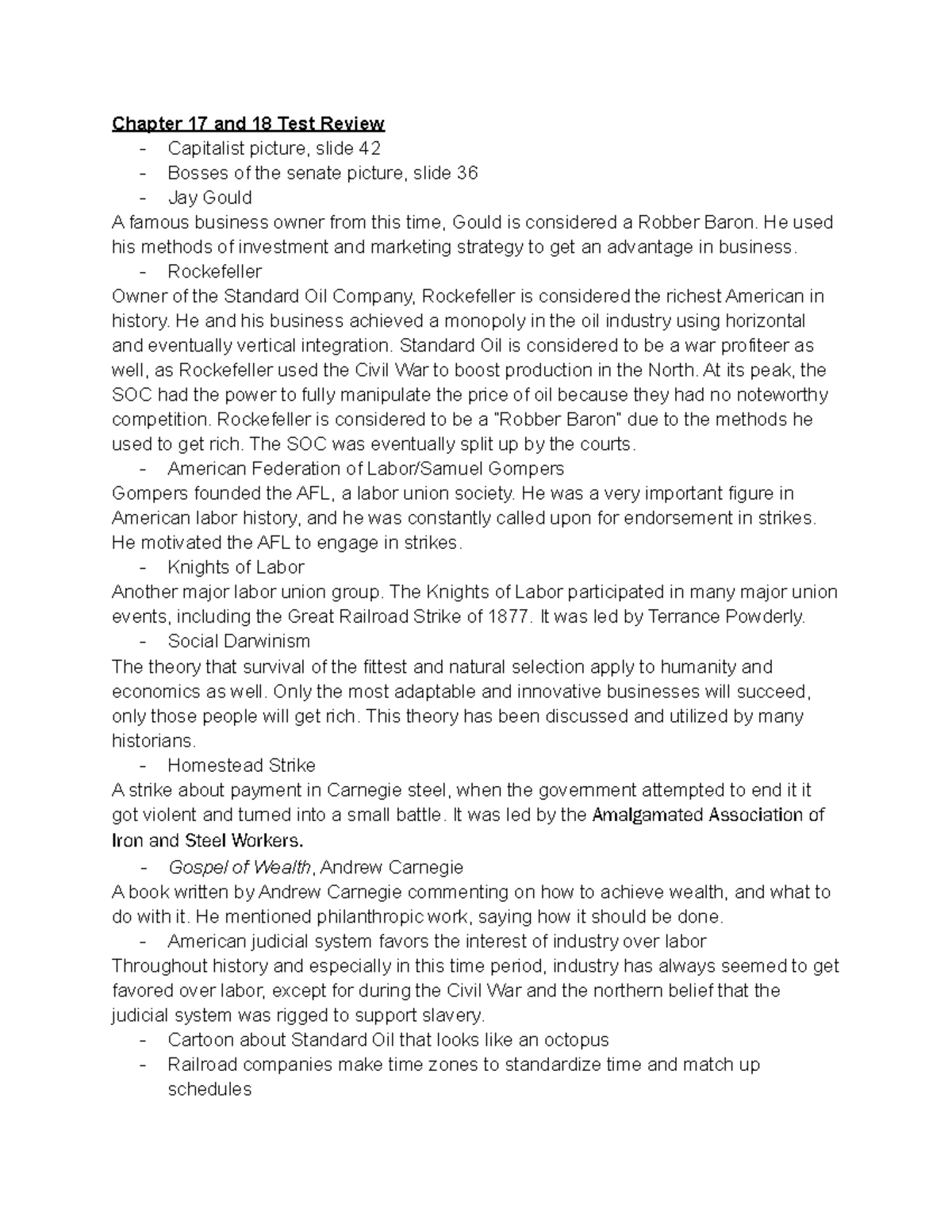 Lecture Notes on Early Industrialization - Chapter 17 and 18 Test ...