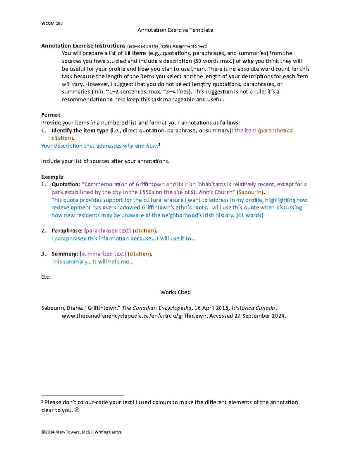Annotation Exercise Template - WCOM 150 Annotation Exercise Template ...