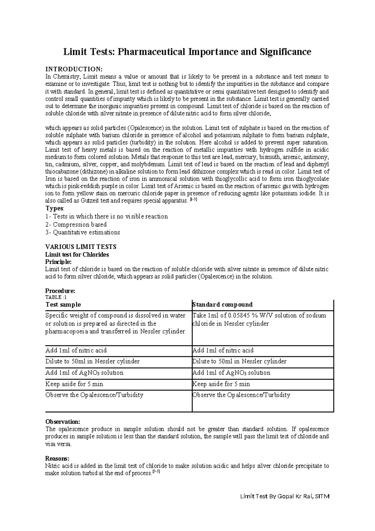 Limit Tests by G Rai - Limit Tests: Pharmaceutical Importance and ...