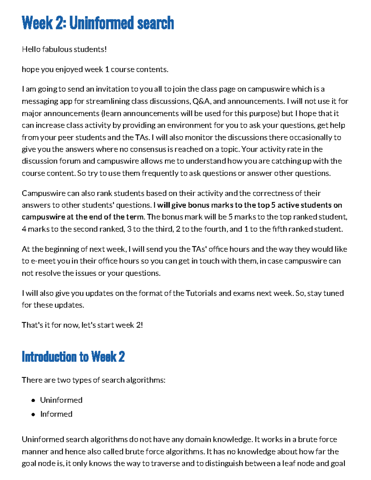 Week 2 Uninformed search - ECE 457A - Fall 2021 - Week 2: Uninformed search Hello fabulous ...