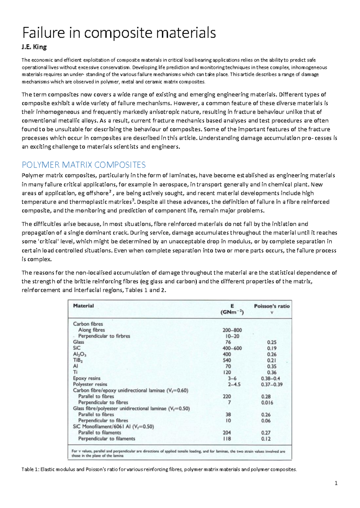 Failure in composite materials - King The economic and efficient ...