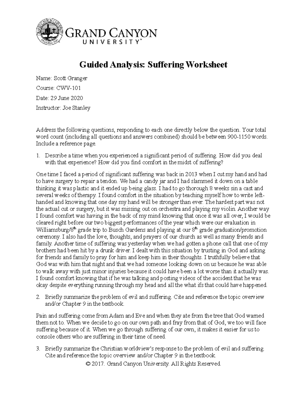 Granger Scott Guided Analysis Suffering - Guided Analysis: Suffering ...