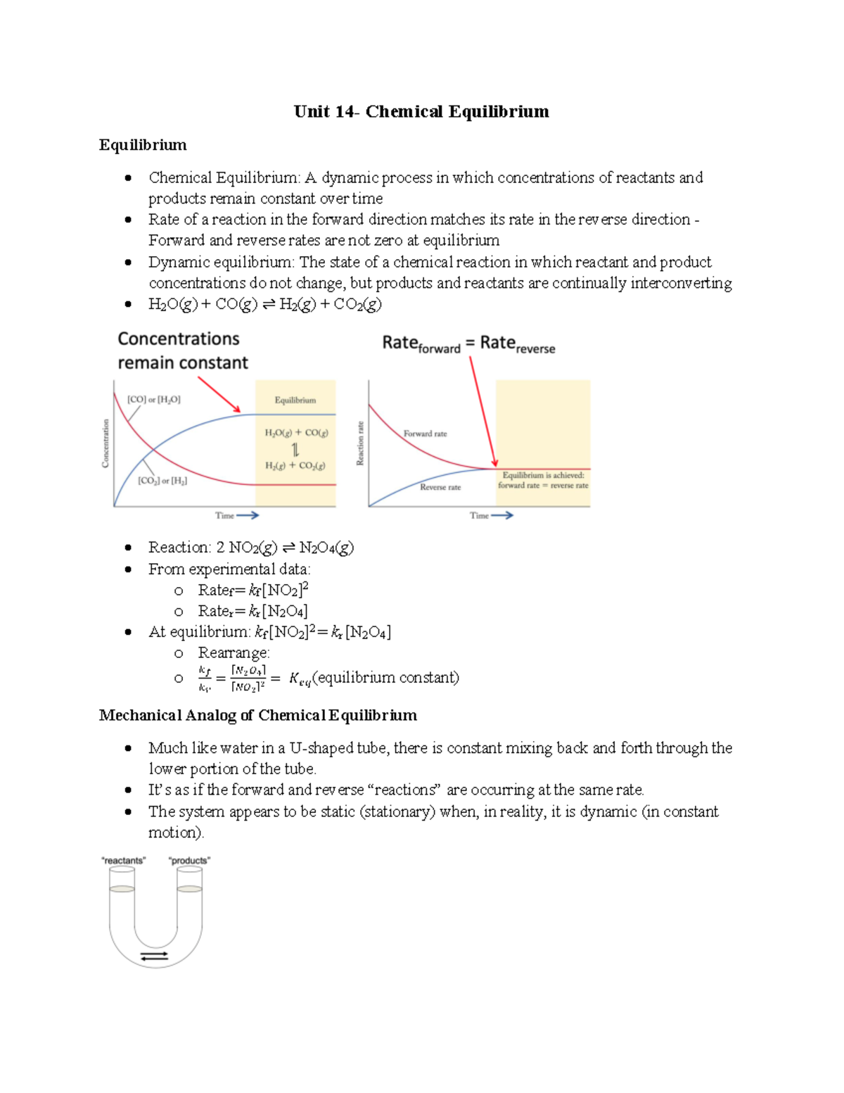 Unit 14- Chemical Equilibrium - Unit 14- Chemical Equilibrium ...