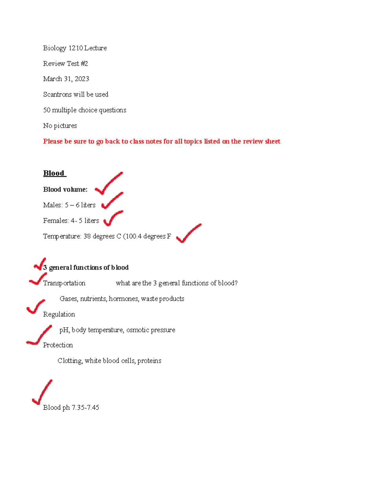 Review lecture Test #2 - Biology 1210 Lecture Review Test # March 31 ...