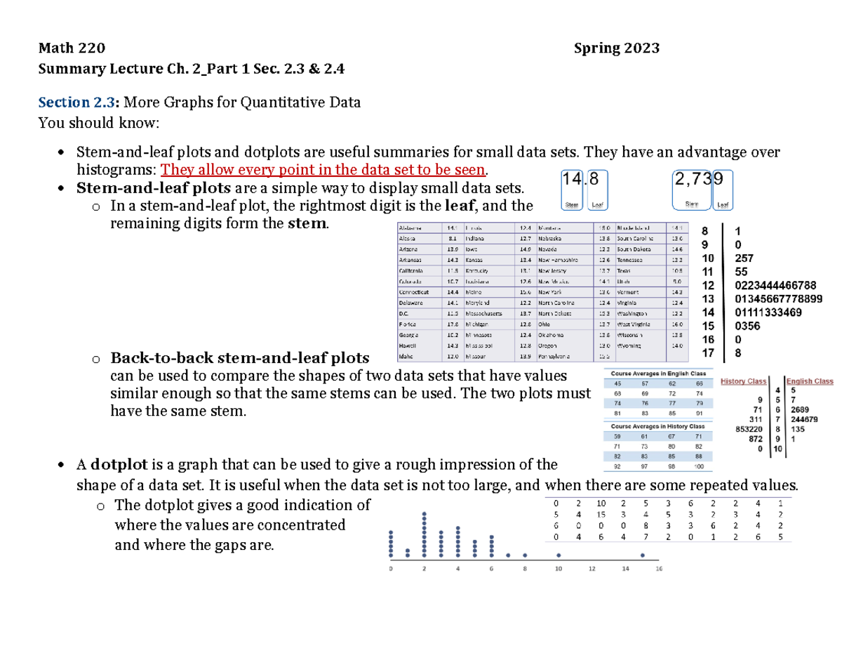 Math 220 Summary Lecture Ch2 Part2 Sec 2 - Math 220 Spring 2023 Summary Lecture Ch. 2_Part 1 Sec ...