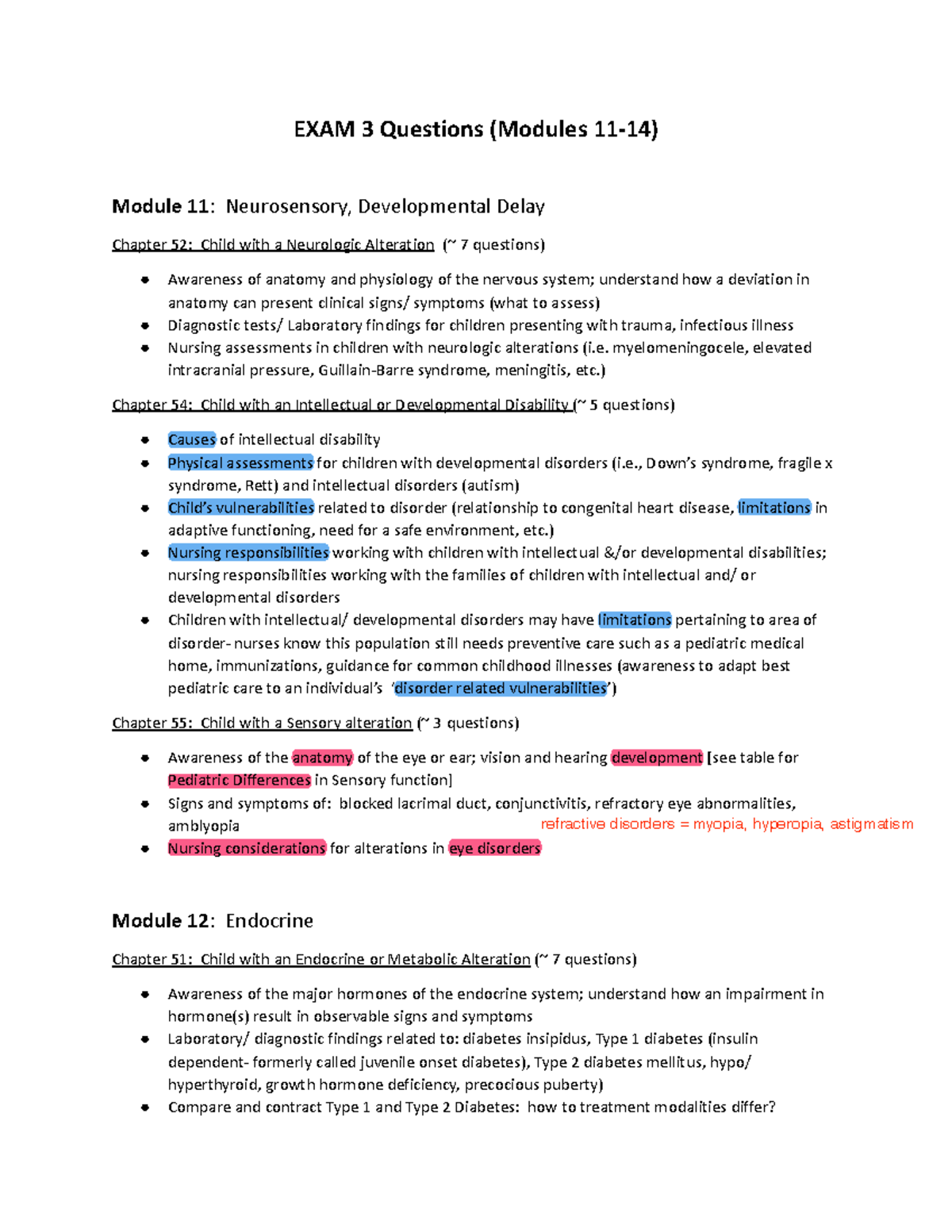 Child theory EXAM 3 Blueprint - EXAM 3 Questions (Modules 11-14) Module ...
