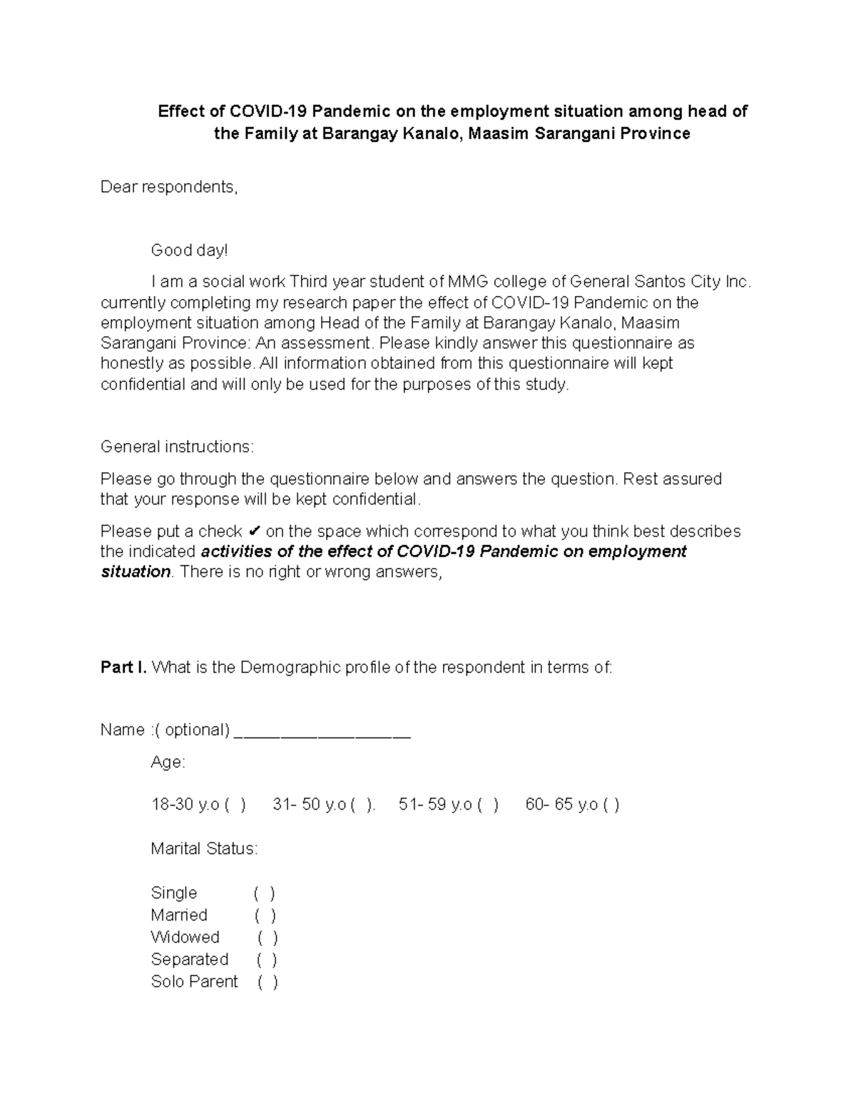Agor questionnaire - asdadasda - Effect of COVID-19 Pandemic on the ...
