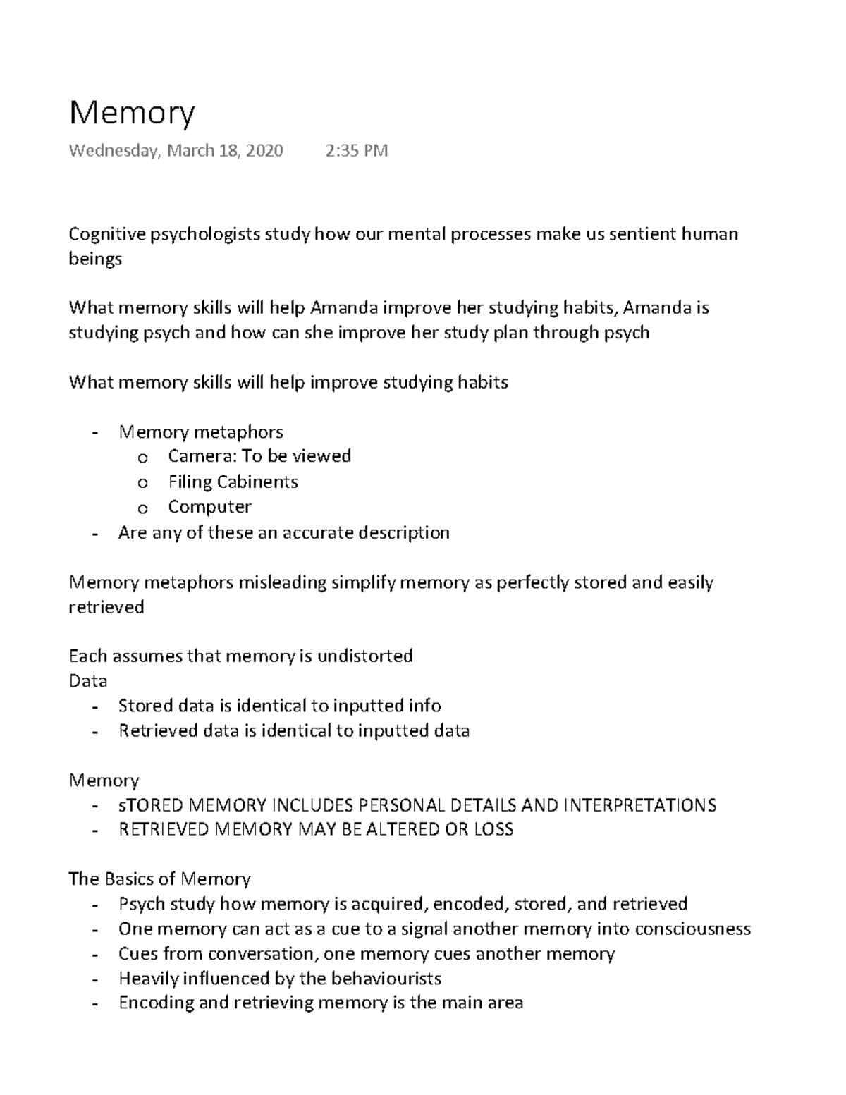 Memory - Warning: TT: undefined function: 32 Warning: TT: undefined function: 32 Cognitive - Studocu