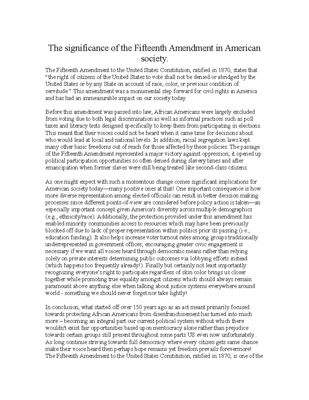 The significance of the 15th - The significance of the Fifteenth ...