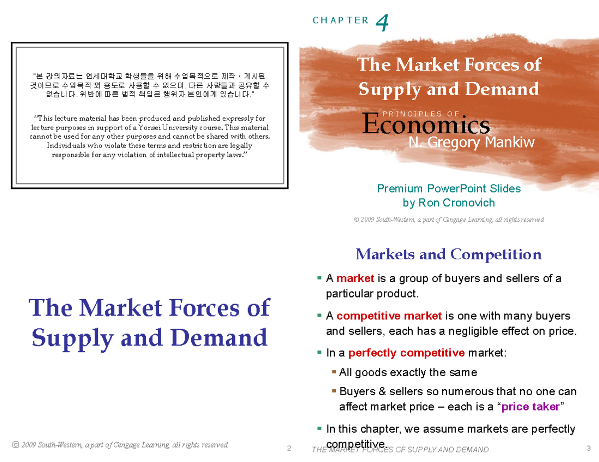 02. Ch 4 (The Market Forces of Supply and Demand) - “This lecture ...