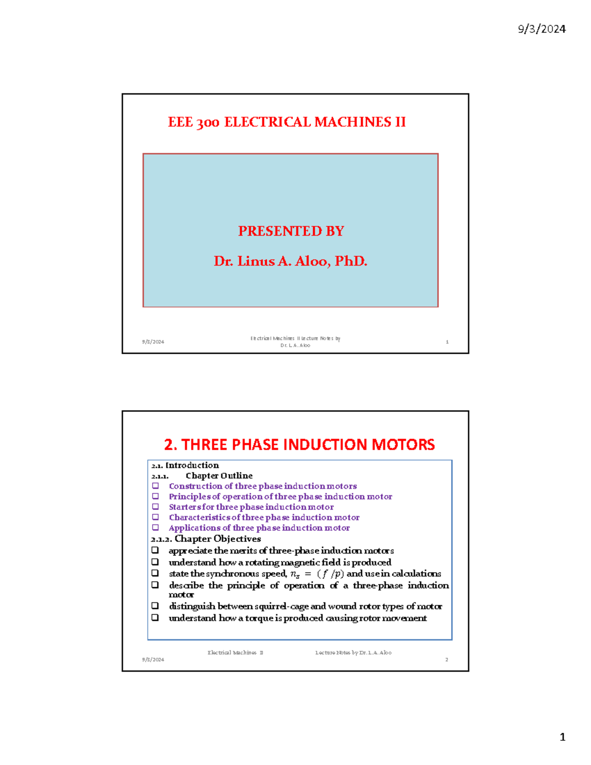 EEE300 CHAP 2- Phase IM Print - EEE 300 ELECTRICAL MACHINES II ...