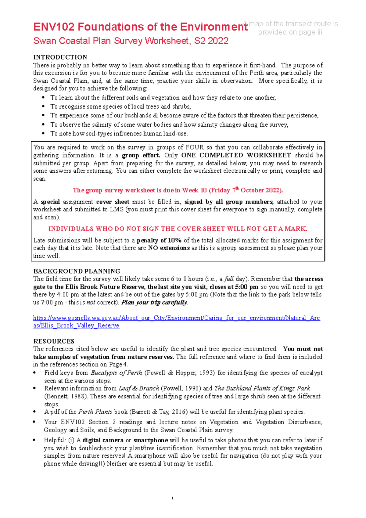 ENV102 2022S2 SCP Survey group worksheet - ENV102 Foundations of the ...