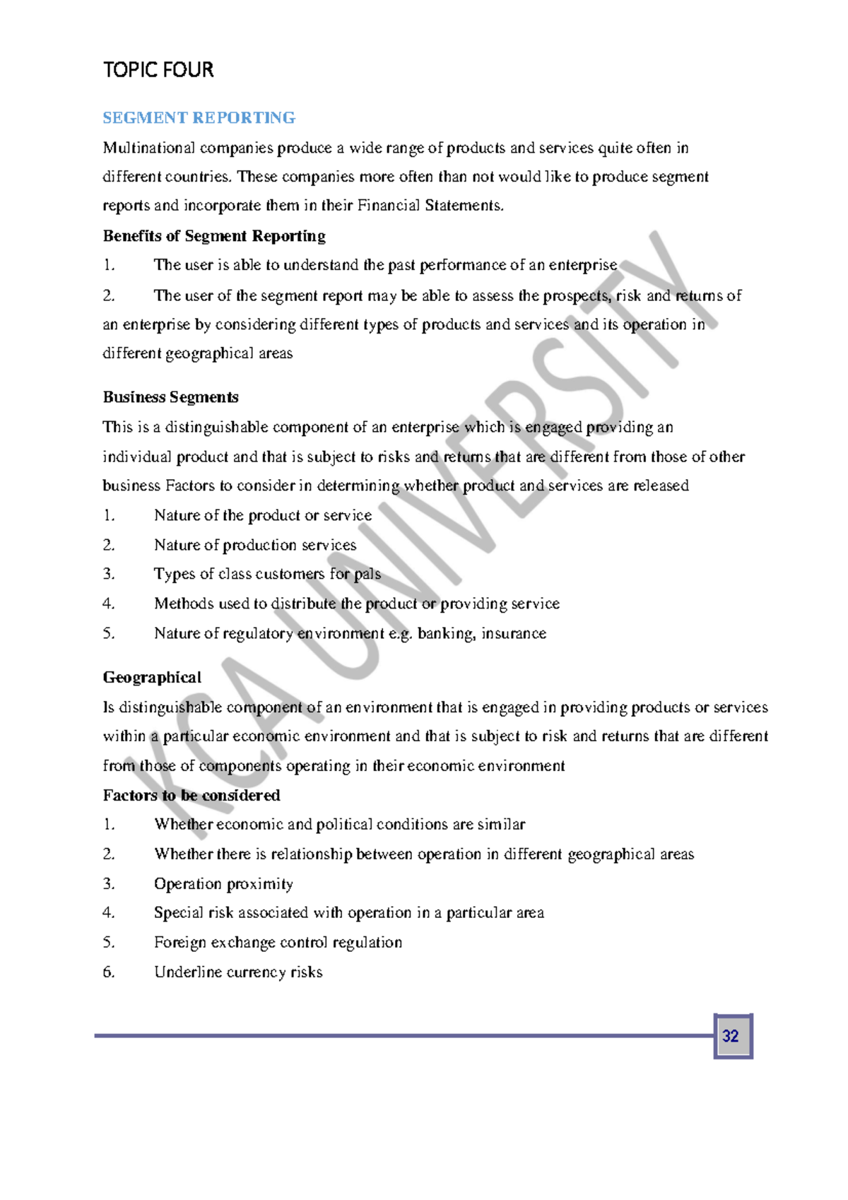 Adv Acc II Four - Advanced Accounting II Topic TWO - TOPIC FOUR SEGMENT REPORTING Multinational ...