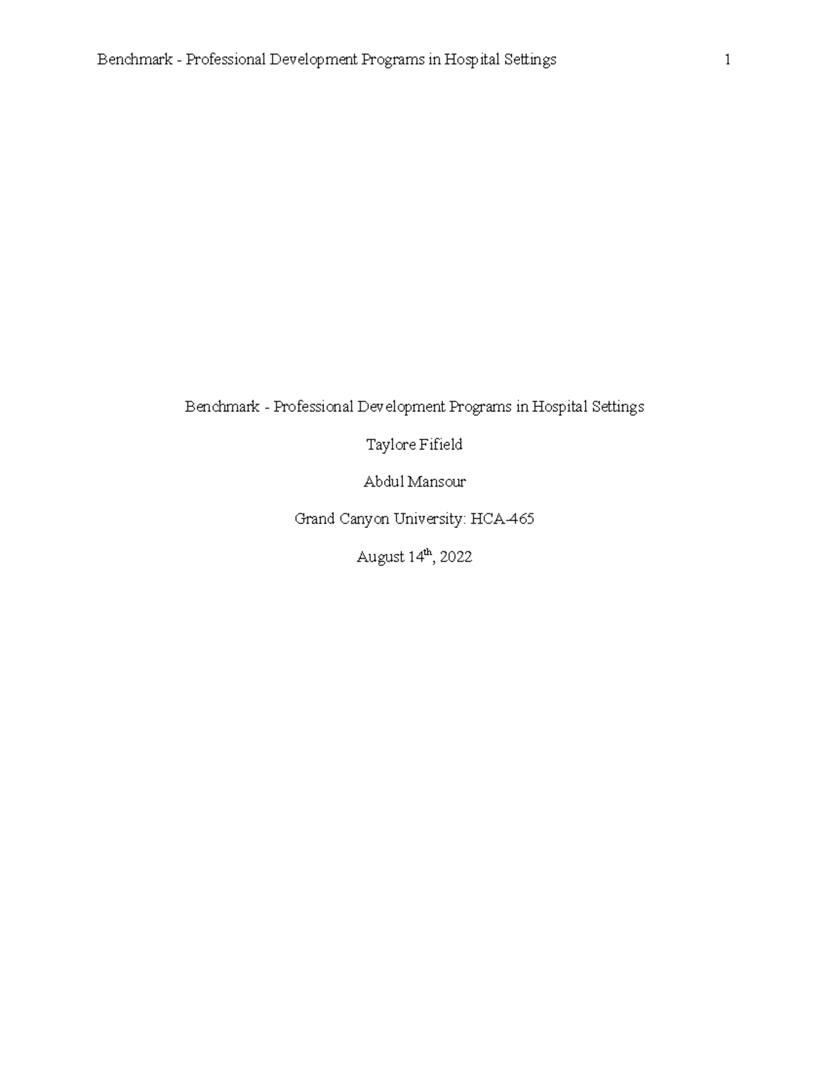 Benchmark - Professional Development Programs in Hospital Settings hca ...