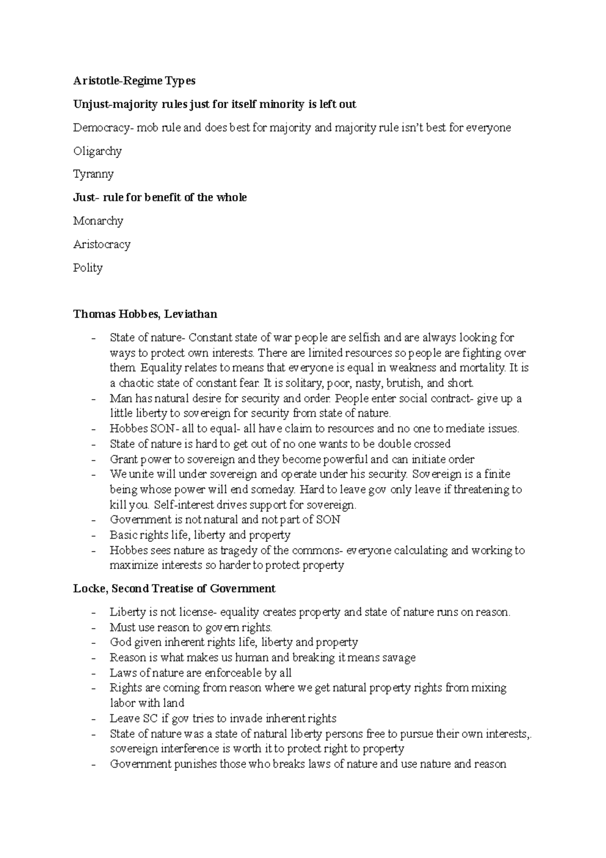 American Government Study Guide - Aristotle-Regime Types Unjust ...