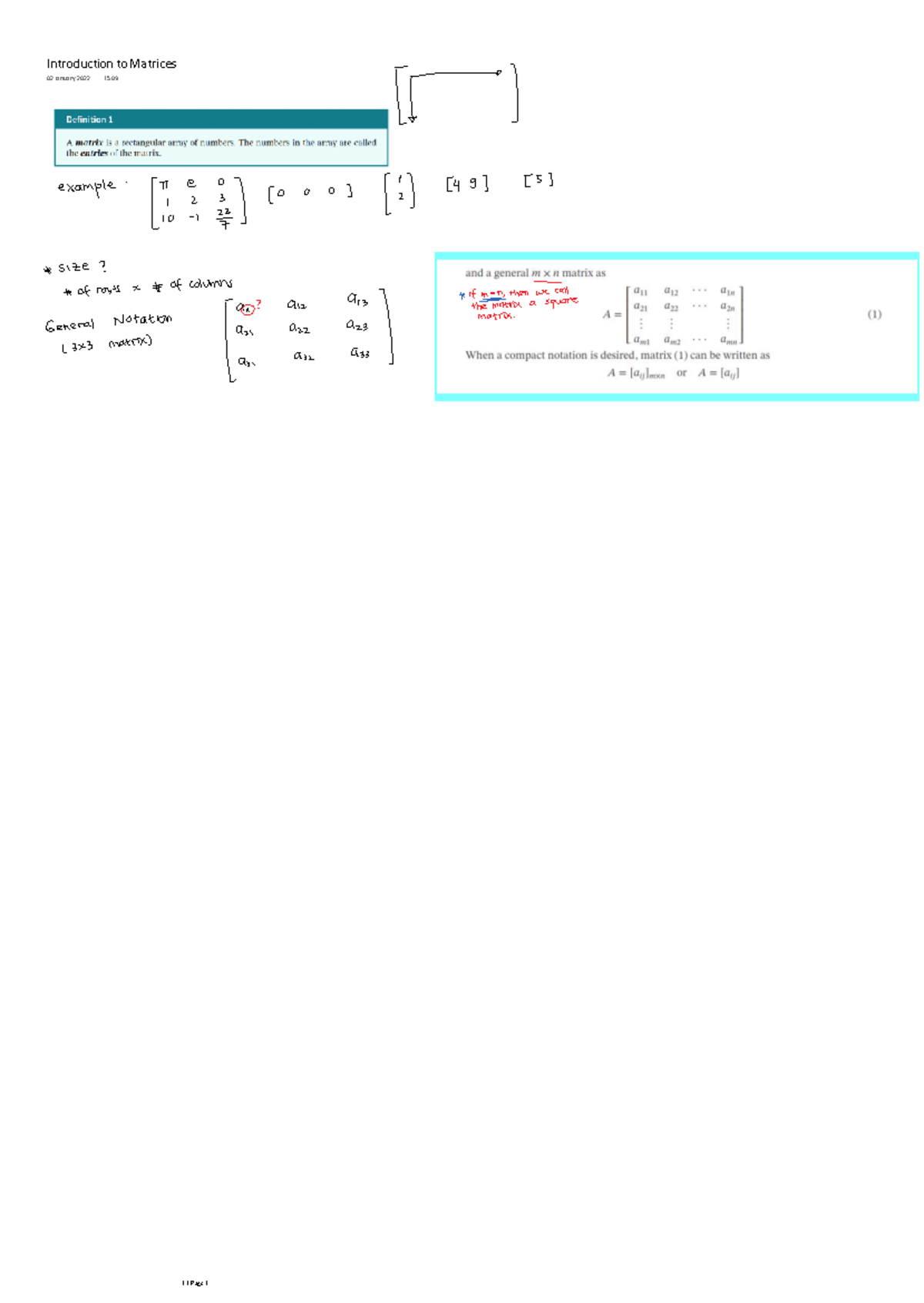 1.3 Matrices - MATH 204 - Introduction to Matrices 02 January 2022 15: Operations on Matrices 02 ...