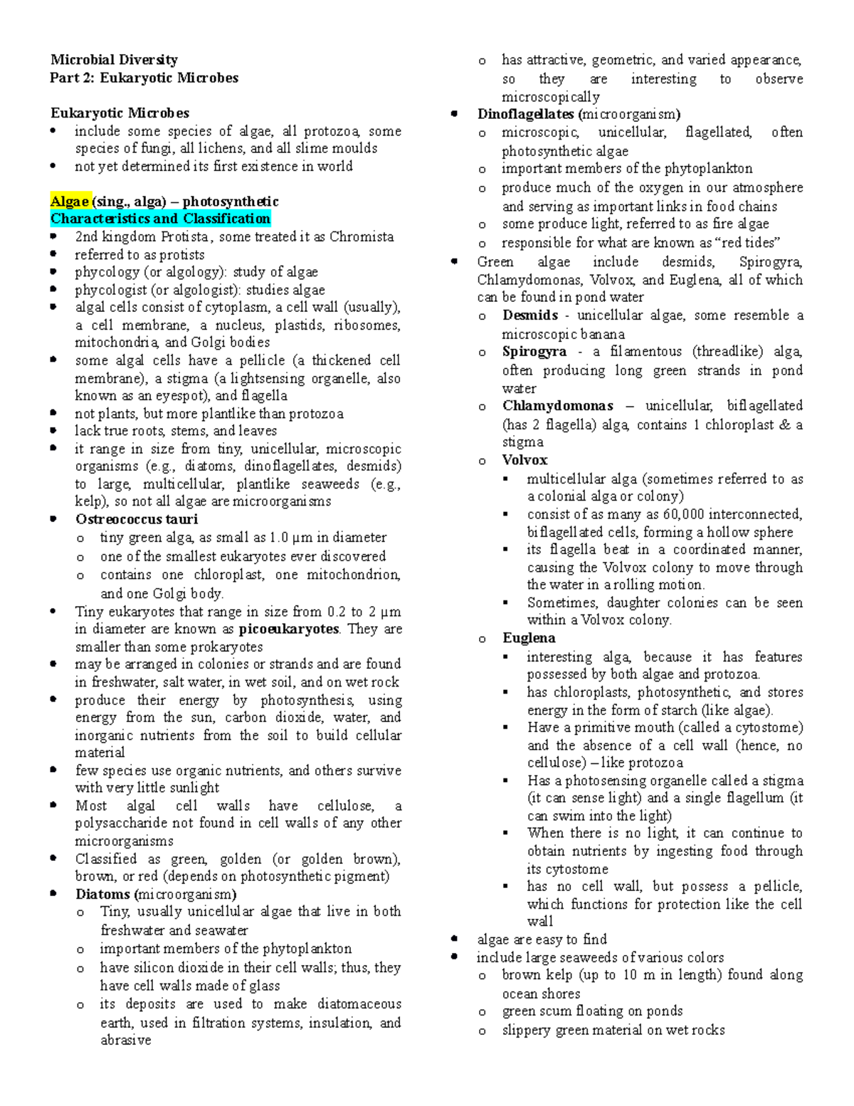 CH5 Notes Microbiology and Parasitology - Microbial Diversity Part 2 ...