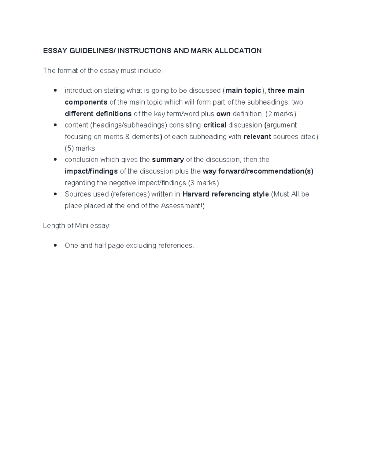 INS3705 MINI Essay Guidelines 2023 - ESSAY GUIDELINES/ INSTRUCTIONS AND ...