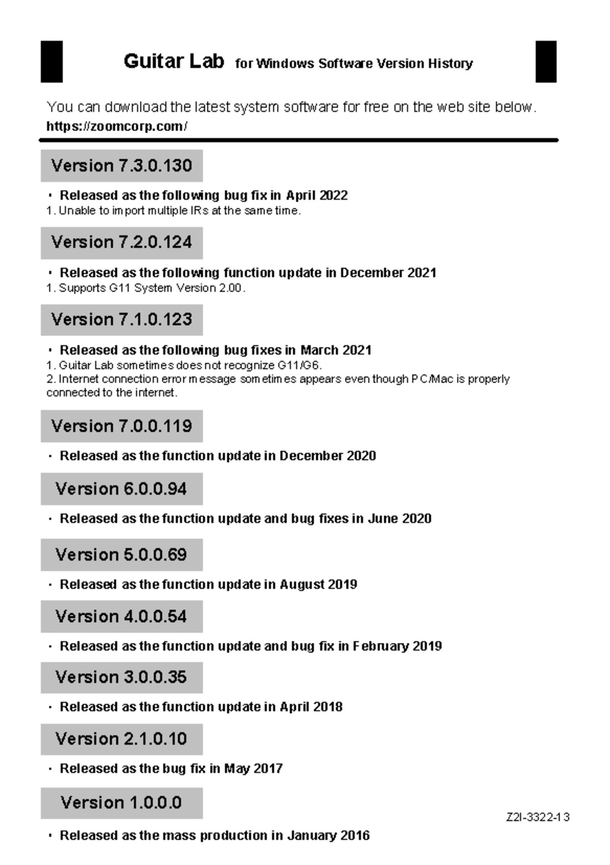 Guitar Lab win Software Version History 730130 en - Guitar Lab for ...