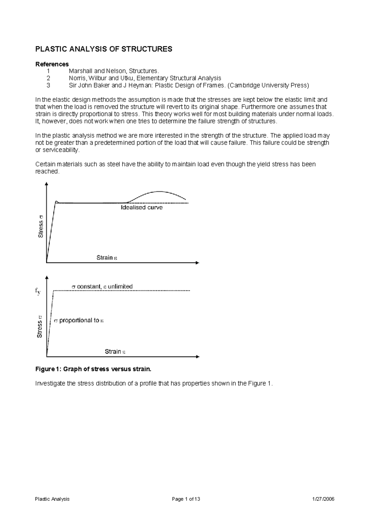 Plastic Analysis OF Structures - PLASTIC ANALYSIS OF STRUCTURES ...