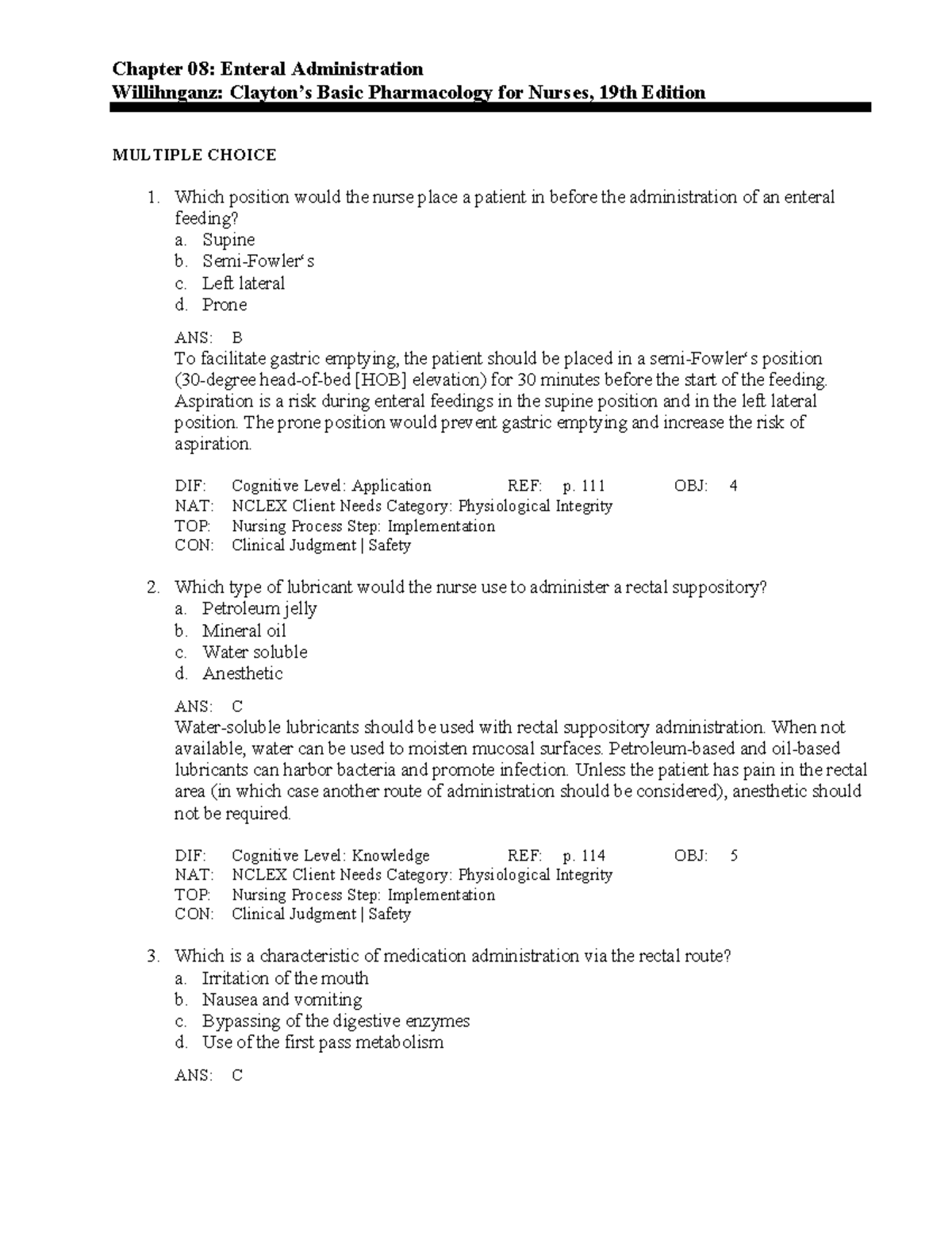 Chapter 08 Enteral Administration - Chapter 08: Enteral Administration ...