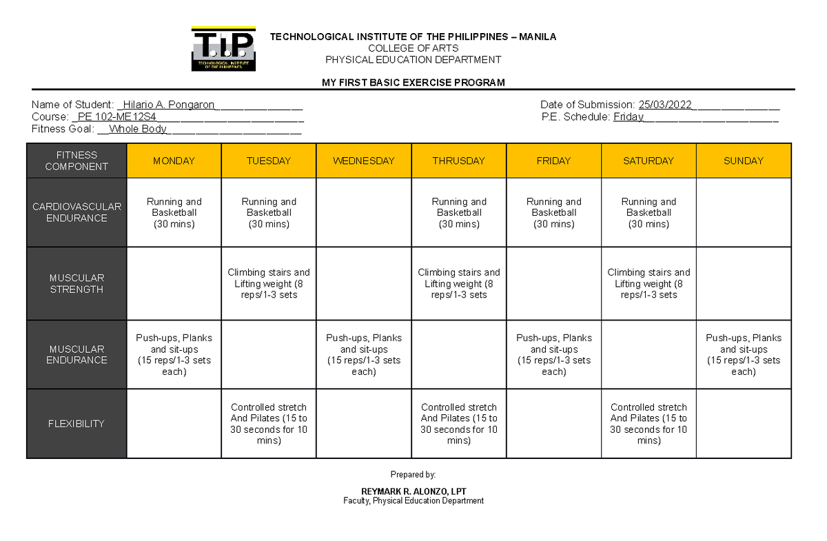 Assignment 2.2 My First Basic Exercise Program Sample Pongaron,hilario ...