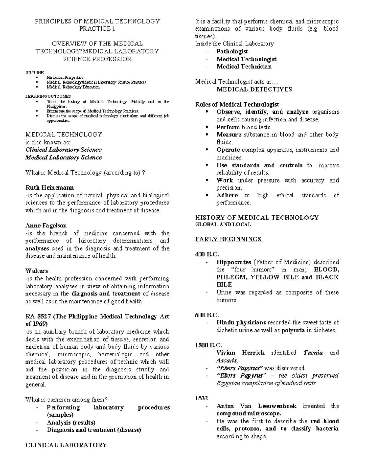 Principles OF Medical Technology - PRINCIPLES OF MEDICAL TECHNOLOGY ...