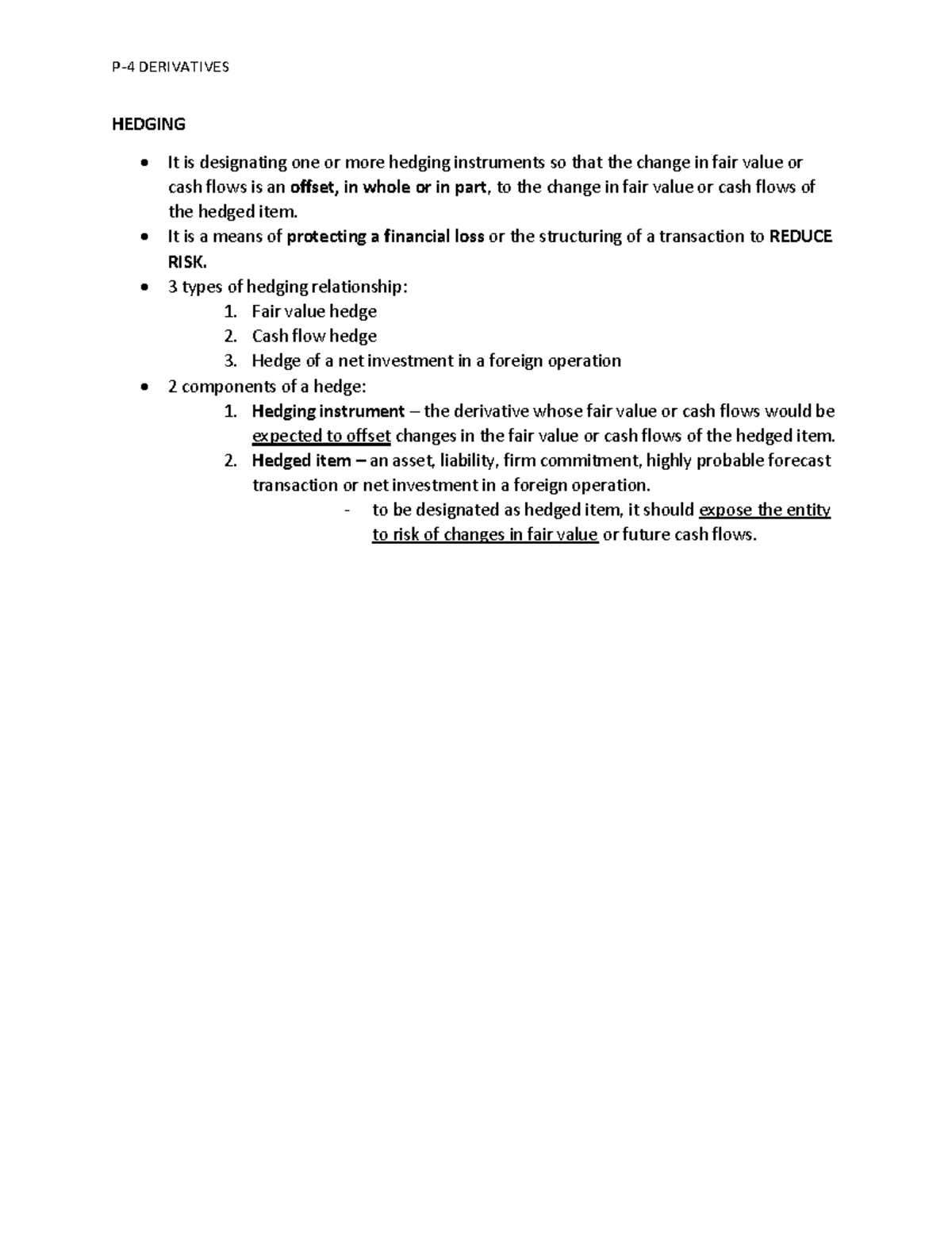 P-4 Derivatives Summary (IA1 Valix) - P-4 DERIVATIVES HEDGING It is ...