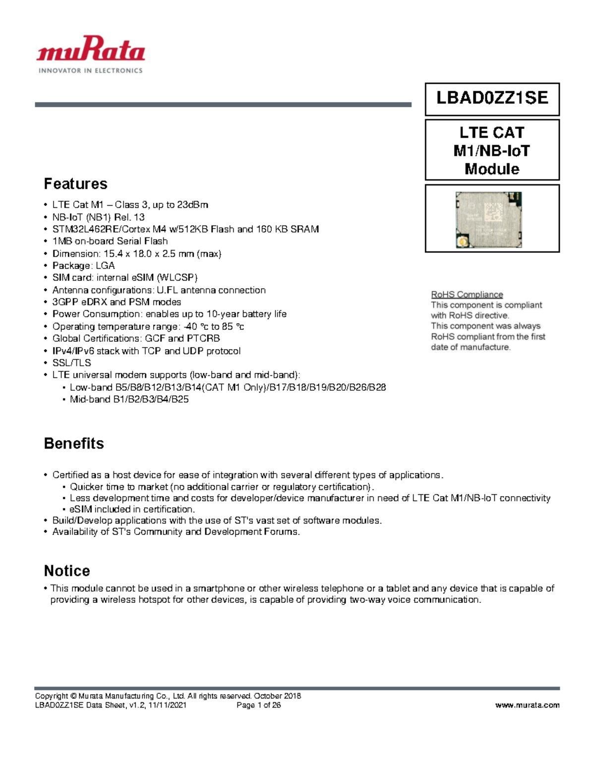 LBAD0ZZ1SE DS - More assistance - Copyright © Murata Manufacturing Co ...