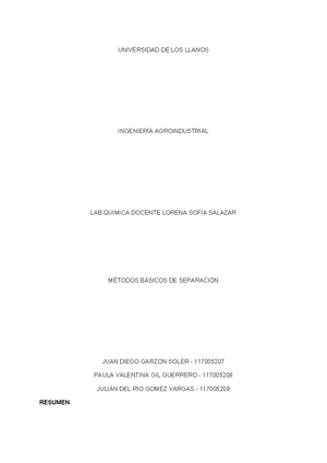 Reactividad DE LOS Elementos Metalicos - UNIVERSIDAD DE LOS LLANOS Facultad de Ciencias B·sicas ...