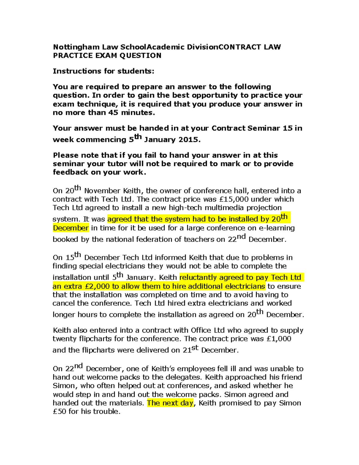 Sample/practice exam 2014, questions - Nottingham Law SchoolAcademic ...