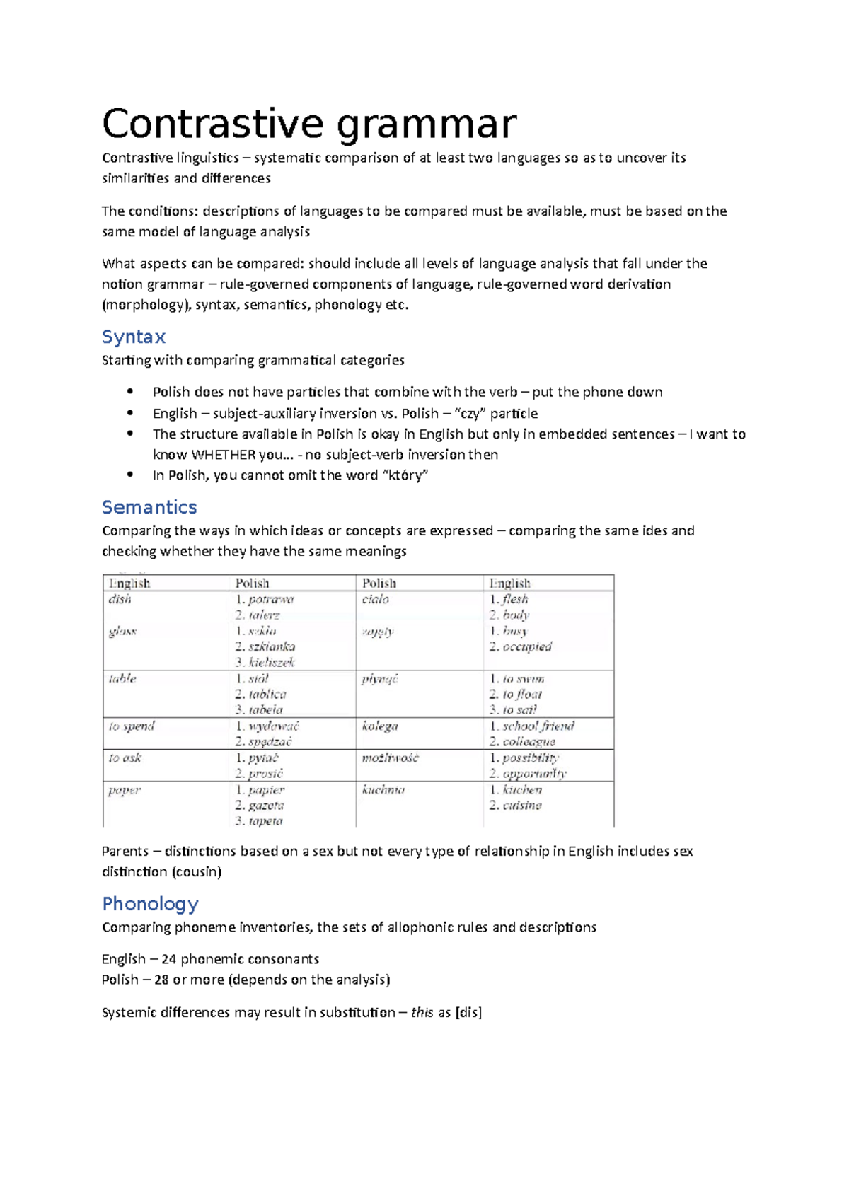 Notatki z wykładu Gramatyki Kontrastywnej angielsko-polskiej - skrócone ...