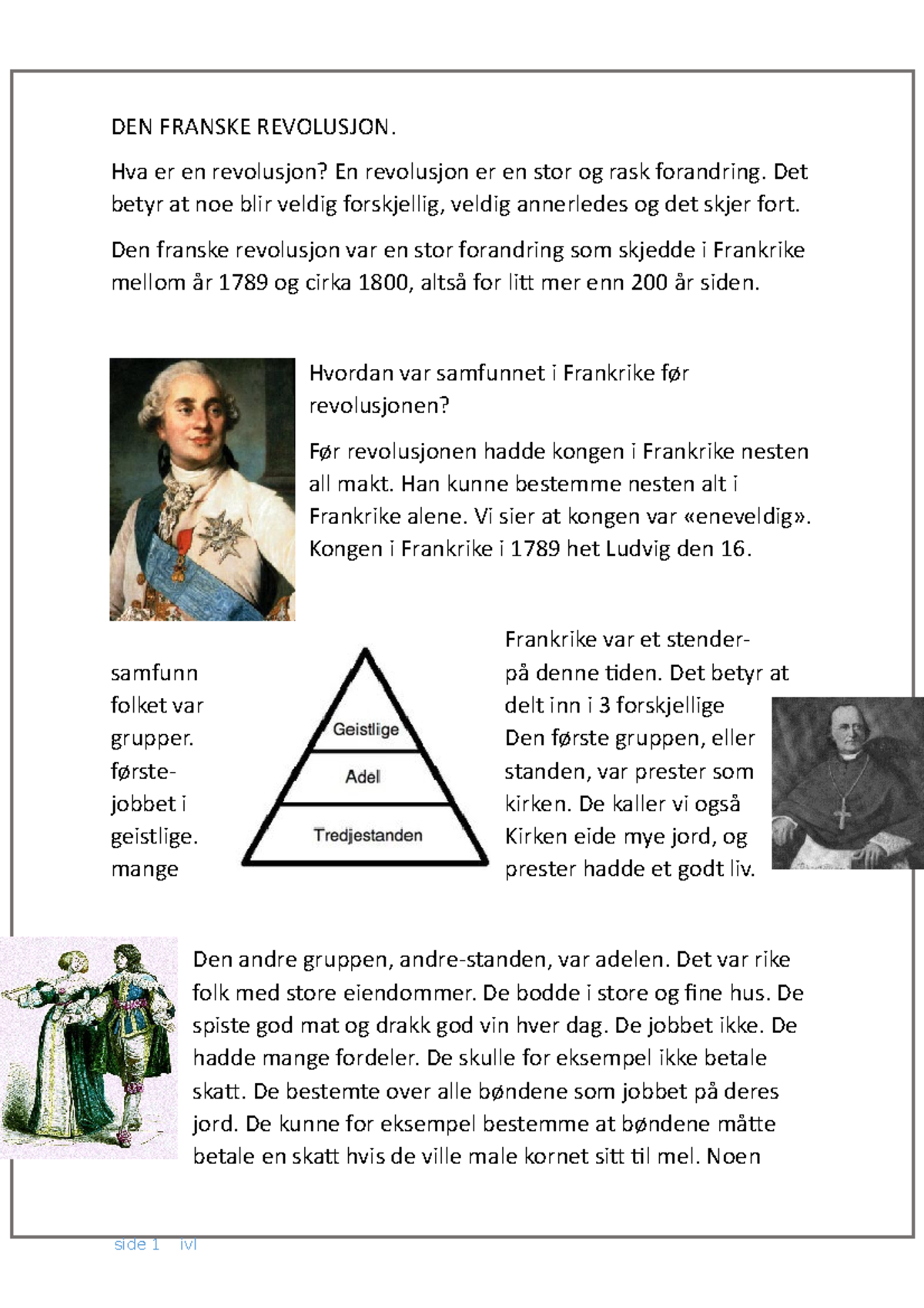 sammendrag historie - DEN FRANSKE REVOLUSJON. Hva er en revolusjon? En ...