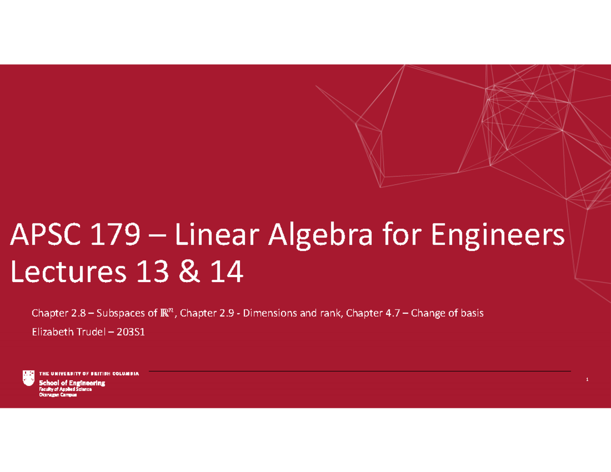 Lecture 13 -14 - Subspaces of Rn, dimensions and rank annotated ...